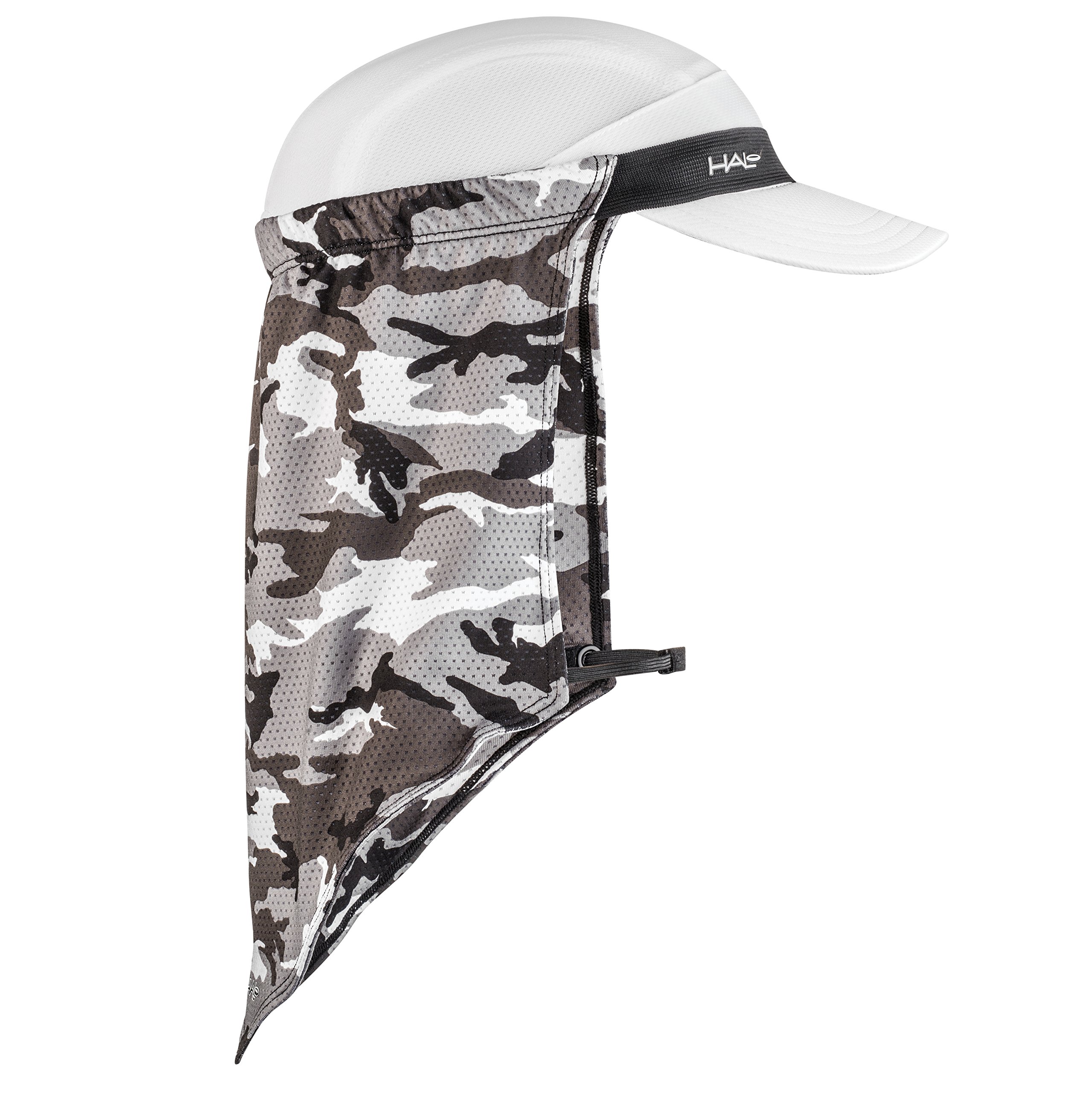 Halo Headbands Sun Shield Sweatband with Neck & Ear Cover, Camo Grey