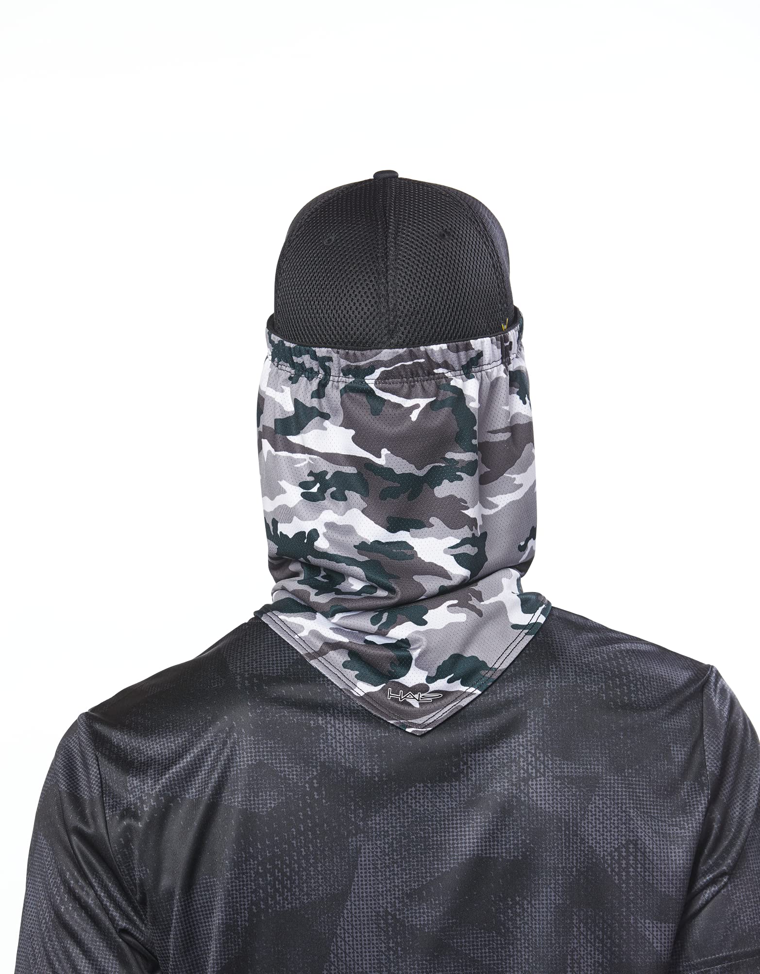 Halo Headbands Sun Shield Sweatband with Neck & Ear Cover, Camo Grey