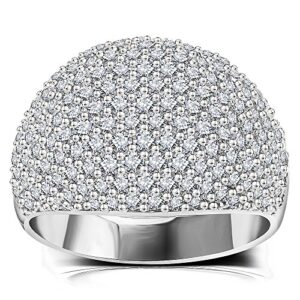 white diamond accent dome ring - cluster cubic zirconia paved statement wide bands size 5-11