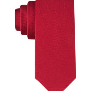 Calvin Klein Men's Silver Spun Solid Tie, Red, Regular