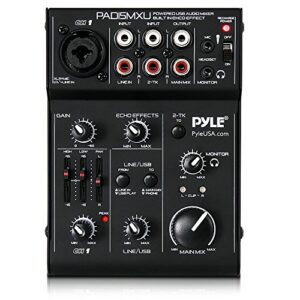 pyle 3 channel dj controller - usb mixer sound audio recording interface with xlr & 3.5 mm microphone jack, line in rca, rechargeable battery, mix monitoring, for professional/ beginners - pad15mxu