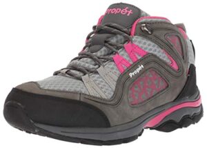 propét women's peak hiking boot, grey/berry, 6 xwide