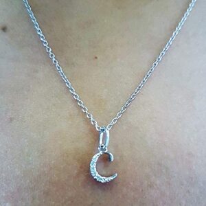 Dazzlingrock Collection 0.05 Carat (ctw) 14K Diamond Lowercase Letter 'c' Initial Pendant for Mother's Day, White Gold