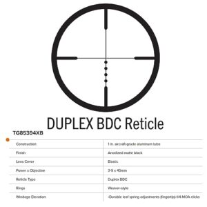 TRUGLO BUCKLINE Hunting Rifle Scope, 3-9 x 40mm, Duplex BDC Reticle