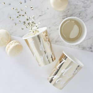 ginger ray white and gold foiled paper party i do crew decorative cups 8 pack