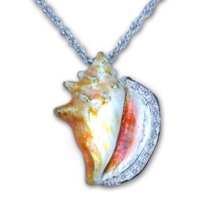 nautora conch shell necklace - sterling silver and vitreous enamel