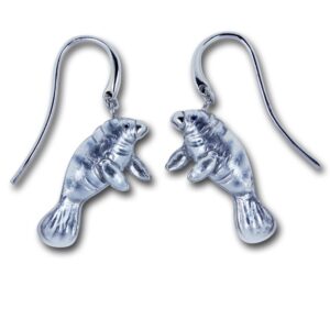 manatee dangle earrings crafted in sterling silver and vitreous enamel