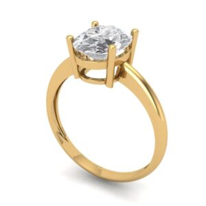 Clara Pucci 2.0 Ct Brilliant Oval Cut Clear Simulated Diamond 14K Yellow Gold Solitaire Engagement Promise Bridal Ring Size 6