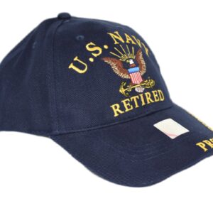 MWS U.S Navy Retired Proudly Served Navy Blue Embroidered Cap Hat