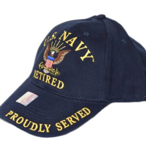 MWS U.S Navy Retired Proudly Served Navy Blue Embroidered Cap Hat