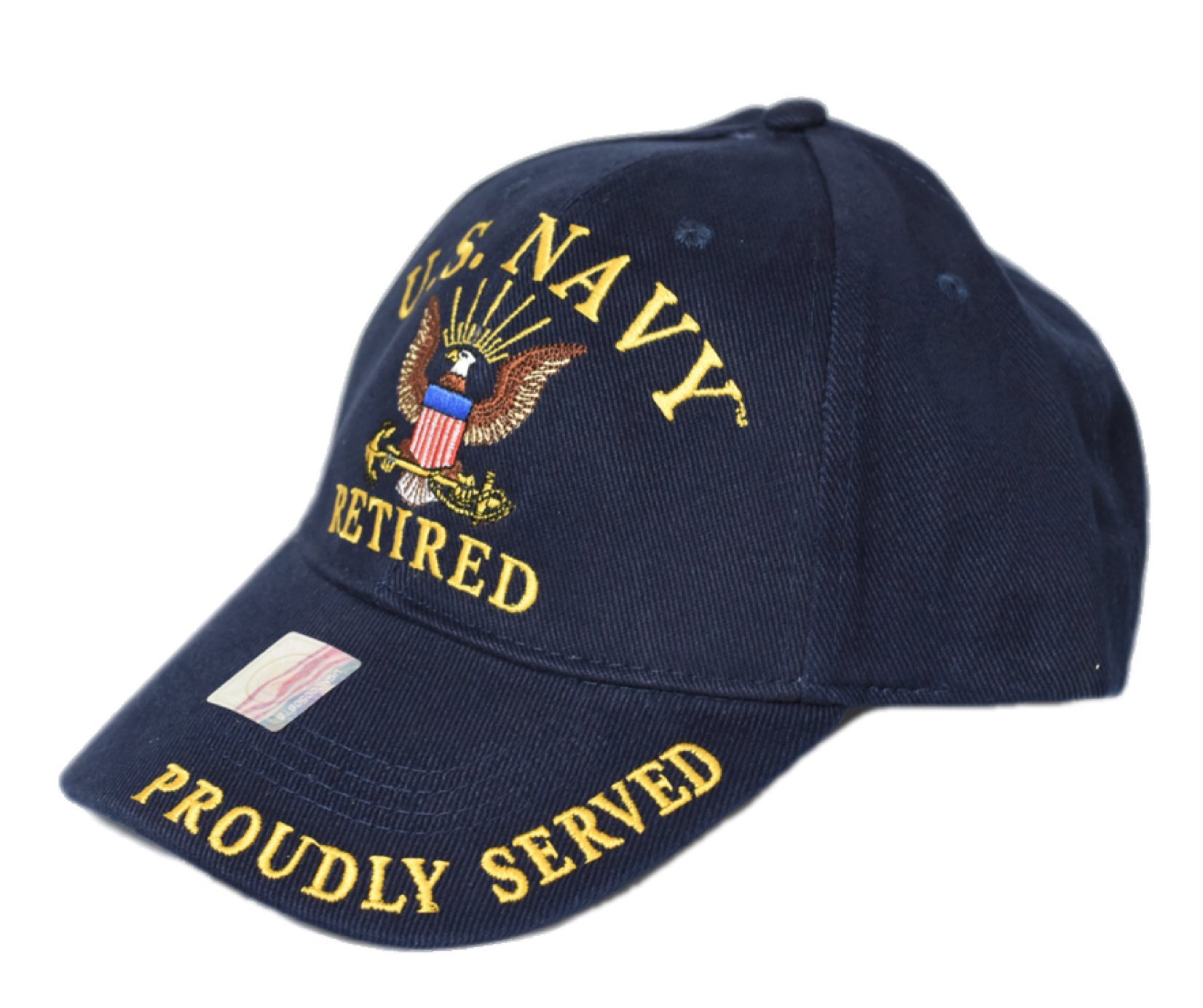 MWS U.S Navy Retired Proudly Served Navy Blue Embroidered Cap Hat