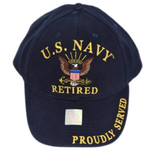 MWS U.S Navy Retired Proudly Served Navy Blue Embroidered Cap Hat