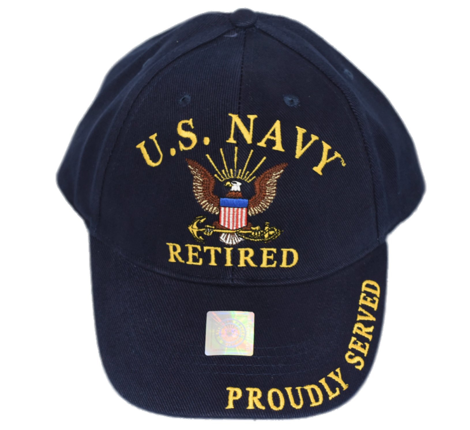 MWS U.S Navy Retired Proudly Served Navy Blue Embroidered Cap Hat