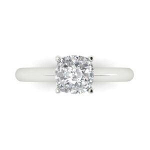 1.5 ct brilliant cushion cut clear simulated diamond 14k white gold solitaire engagement promise bridal ring size 7.5