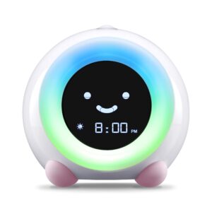 littlehippo mella: ready to rise children's sleep trainer, night light, sound machine and ok to wake alarm clock for toddlers and kids - blush pink