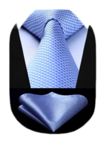 hisdern light blue tie houndstooth ties for men wedding silk tie pocket square set mens designer party neckties handkerchief formal business necktie