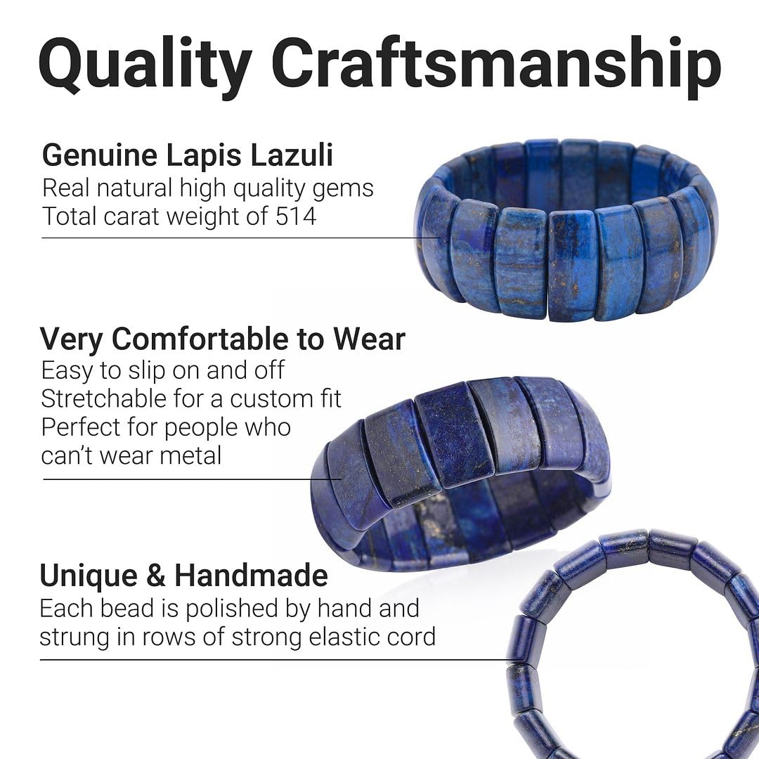 Shop LC Crystal Gemstone Bracelet - Lapis Lazuli Jewelry for Anxiety & Stress - Chakra Healing Stone Bracelets for Women & Men Jewelry Birthday Gifts for Women