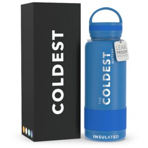 coldest insulated water bottle with handle lid | leak proof, insulated modern stainless steel, triple walled, sport thermos bottles, metal flask | 32oz