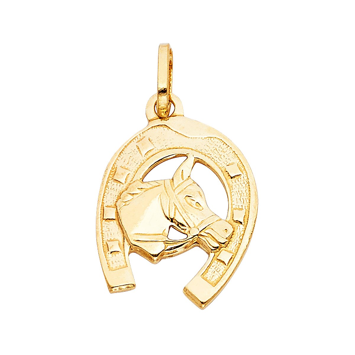 14K Yellow Gold Lucky Horseshoe Pendant