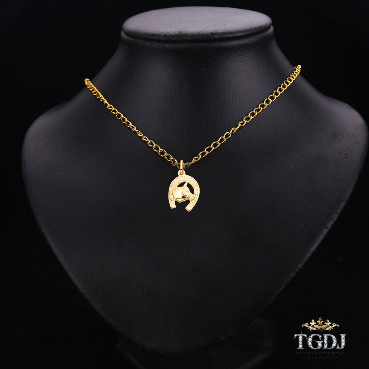 14K Yellow Gold Lucky Horseshoe Pendant