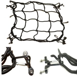 premium kayak deck cargo net kayak cargo bungee net hitch mount cargo carrier （30 cm x 30 cm）- thick cord - 6 hooks - 4 pad eyes （includes screws and nuts）- 4 carabiner