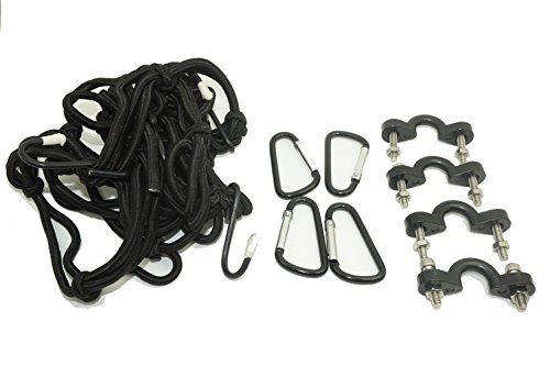 Premium Kayak Deck Cargo Net Kayak Cargo Bungee Net Hitch Mount Cargo Carrier （30 CM x 30 CM）- thick Cord - 6 Hooks - 4 pad eyes （Includes screws and nuts）- 4 Carabiner