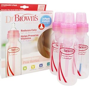 Dr. Brown's - Natural Flow Standard Baby Bottle 3-Pack Pink - 8 oz.