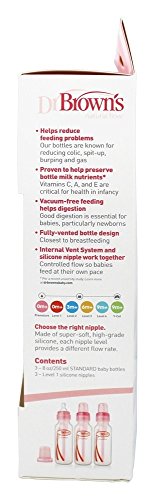 Dr. Brown's - Natural Flow Standard Baby Bottle 3-Pack Pink - 8 oz.