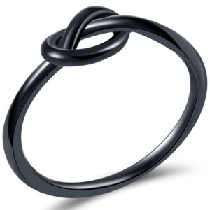 size 3-13 stainless steel simple love knot celtic promise anniversary statement ring (black, 9)