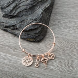 Infinity Collection Nurse Bracelet, Rose Gold Nurse Charm Bracelet, She Believed She Could So She Did Nurse Jewelry, Nurse Gifts for Women