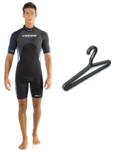 cressi men's tahiti 2.5mm shorty suit with wetsuit hanger, black/blue, large/4