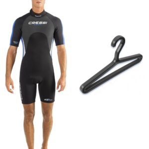 Cressi Men's Tahiti 2.5mm Shorty Suit with Wetsuit Hanger, Black/Blue, Large/4