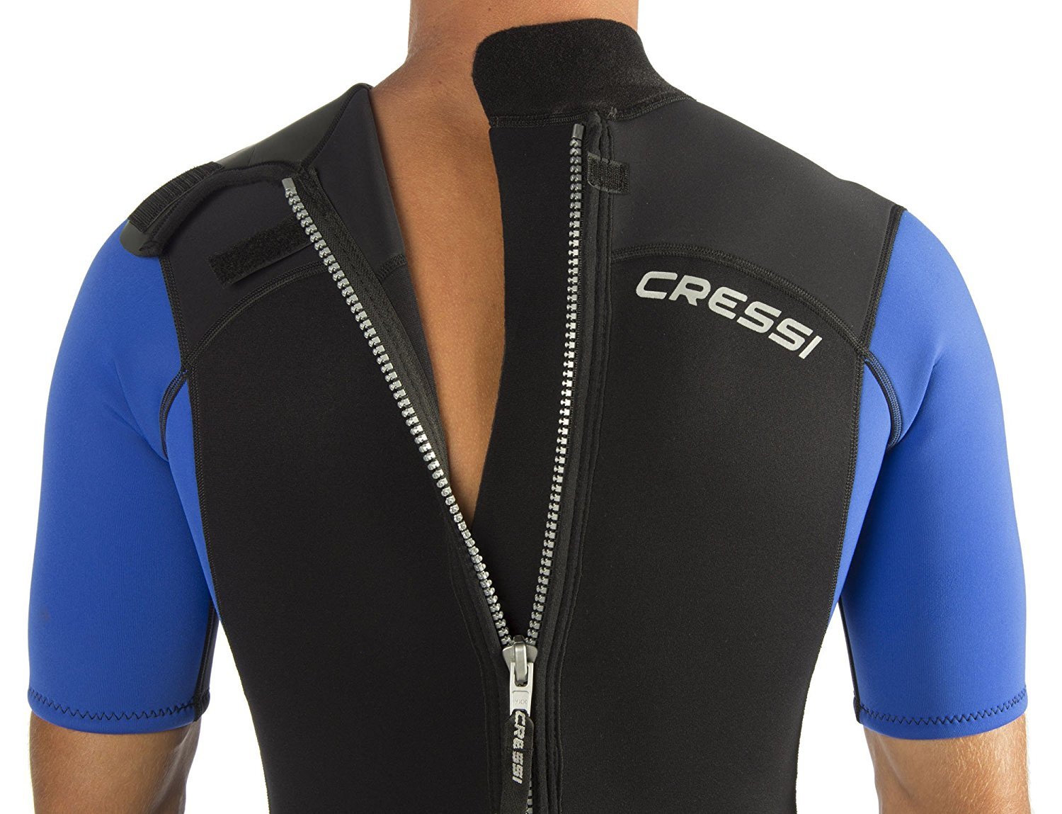 Cressi Men's Tahiti 2.5mm Shorty Suit with Wetsuit Hanger, Black/Blue, Large/4