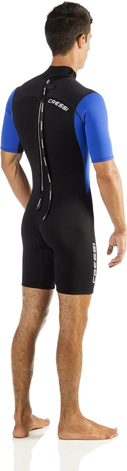 Cressi Men's Tahiti 2.5mm Shorty Suit with Wetsuit Hanger, Black/Blue, Large/4