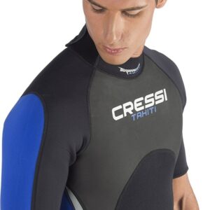 Cressi Men's Tahiti 2.5mm Shorty Suit with Wetsuit Hanger, Black/Blue, Large/4