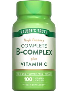 nature's truth vitamin b complex plus vitamin c | 100 caplets | vegan, non-gmo & gluten free supplement