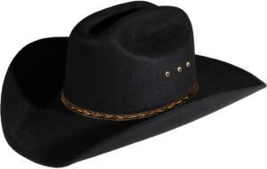 enimay western cowboy & cowgirl hat pinch front wide brim style (small | medium, faux felt black)