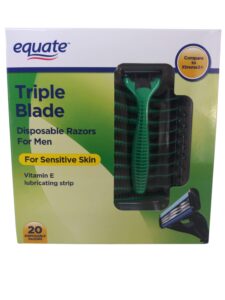 equate triple blade disposable razors for men (20 razors)