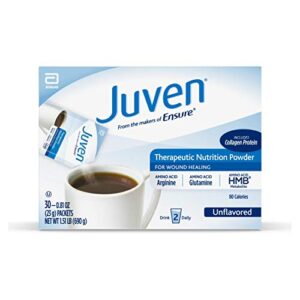 juven therapeutic nutrition drink mix powder for wound healing support, includes collagen protein, unflavored, 30 count