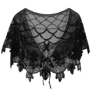 prettyguide women's 1920s shawl beaded vintage bolero flapper evening wraps black