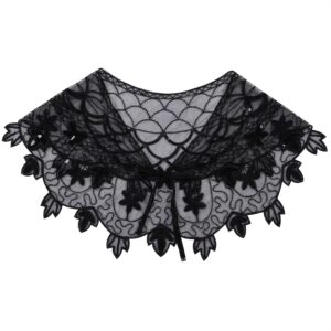 PrettyGuide Women's 1920s Shawl Beaded Vintage Bolero Flapper Evening Wraps Black