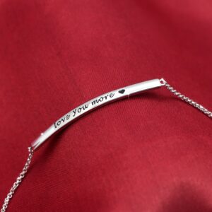 ACJNA 925 Sterling Silver Bracelet for Women Engraved Love You More Inspirational Jewelry Gift for Teens