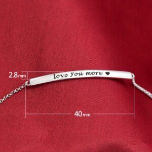 ACJNA 925 Sterling Silver Bracelet for Women Engraved Love You More Inspirational Jewelry Gift for Teens