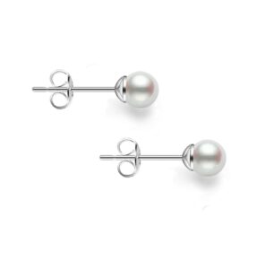 rakumi tiny pearl studs earrings sterling silver aaaa round 3mm white freshwater cultured pearl earrings studs for girls