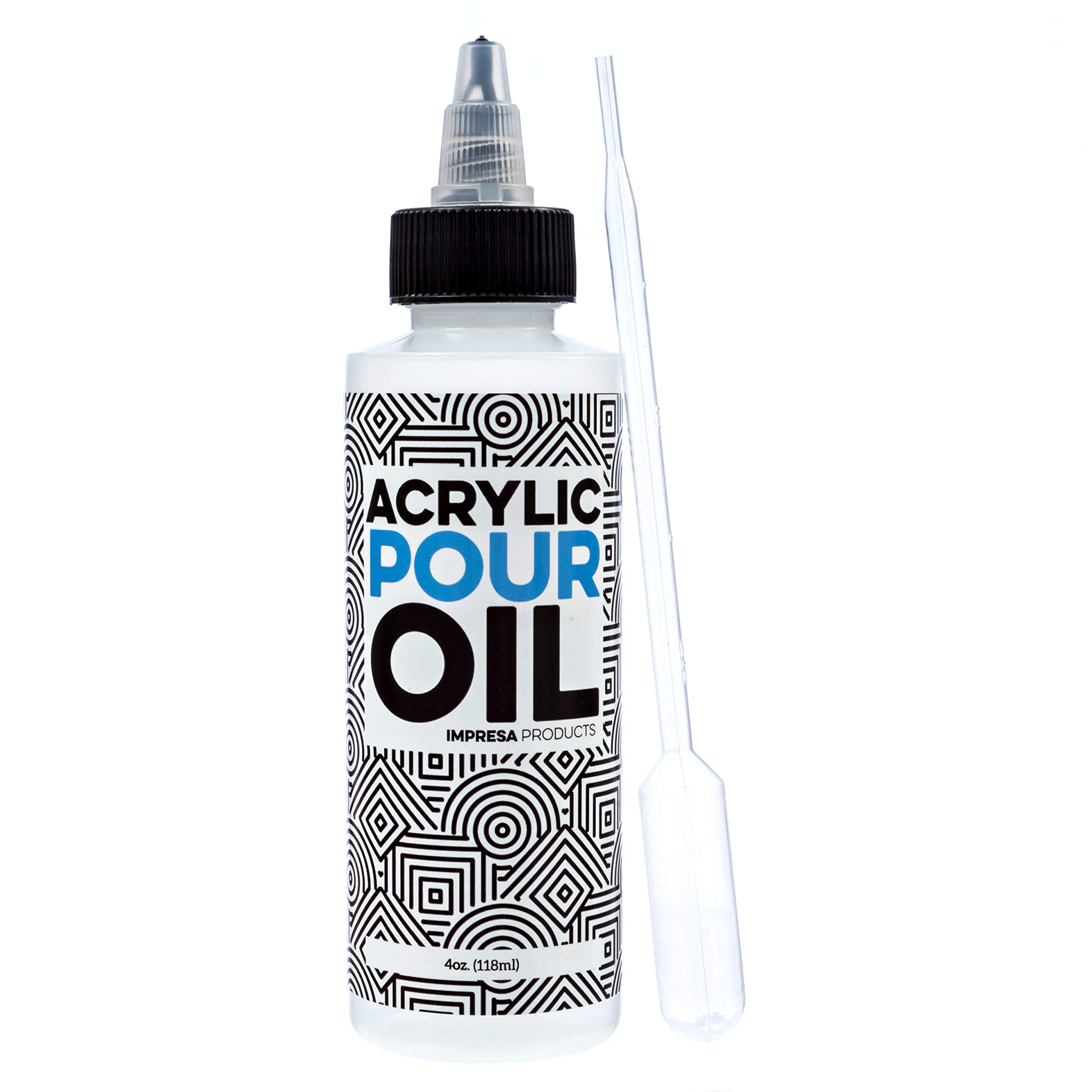 IMPRESA Acrylic Pouring Oil - 100% Silicone - Ideal Silicone Lubricant for Art Applications - Large 4 Ounces (includes Pipette) - Made in The USA