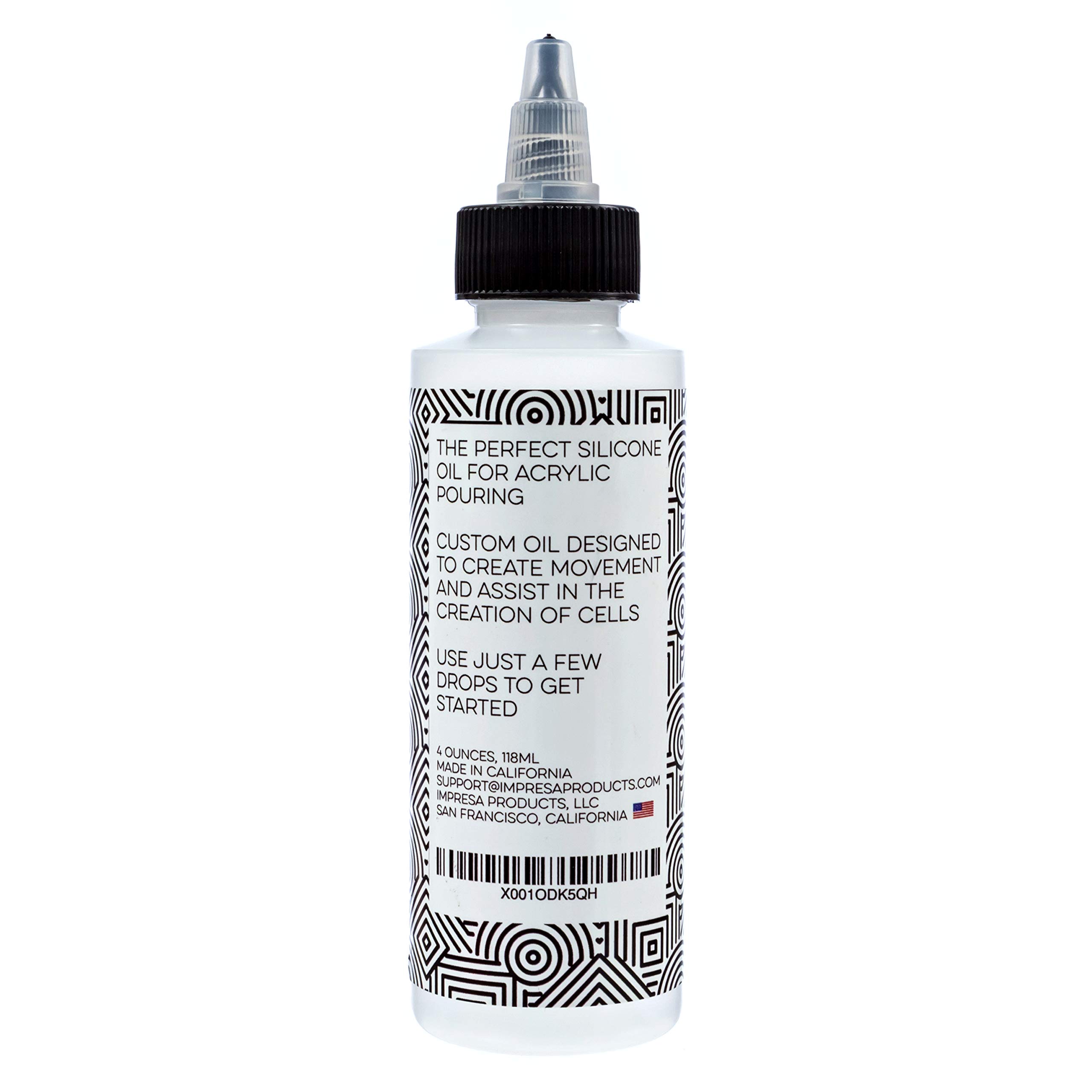 IMPRESA Acrylic Pouring Oil - 100% Silicone - Ideal Silicone Lubricant for Art Applications - Large 4 Ounces (includes Pipette) - Made in The USA