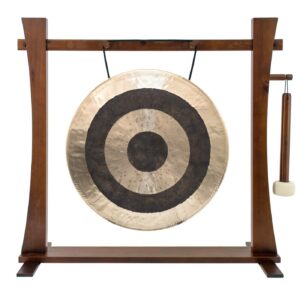 16" to 18" gongs on the spirit guide gong stand - 18" subatomic gong. includes gong, stand, & mallet/great for home & office/traditional style