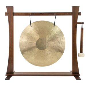 20" to 22" gongs on the spirit guide gong stand - 22" wind gong. includes gong, mallet, & stand/great for office & home/traditional style