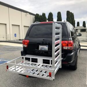 MaxxHaul 80779 50" x 29.5" Trailer Hitch Mount Aluminum Cargo Carrier With High Side Rails With 47" Ramp For RV's, Trucks, SUV's, Vans, Cars - 500 lb. Capacity