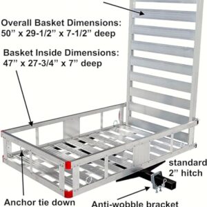 MaxxHaul 80779 50" x 29.5" Trailer Hitch Mount Aluminum Cargo Carrier With High Side Rails With 47" Ramp For RV's, Trucks, SUV's, Vans, Cars - 500 lb. Capacity